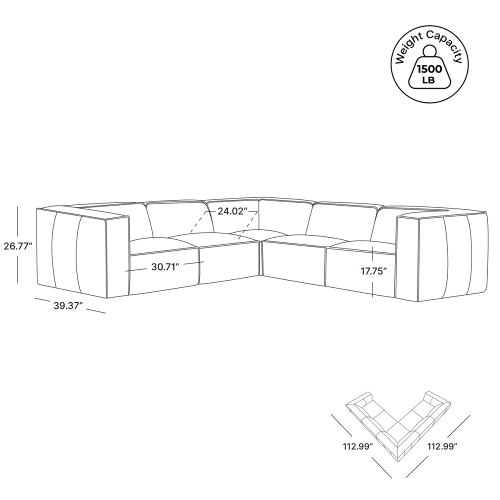 Jayi 5 Pc Modular Sectional Sofa - Bafhome