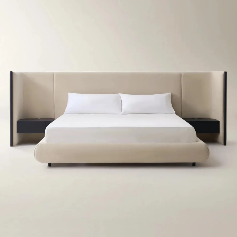 Panel Noir Bed With Side Table - Bafhome