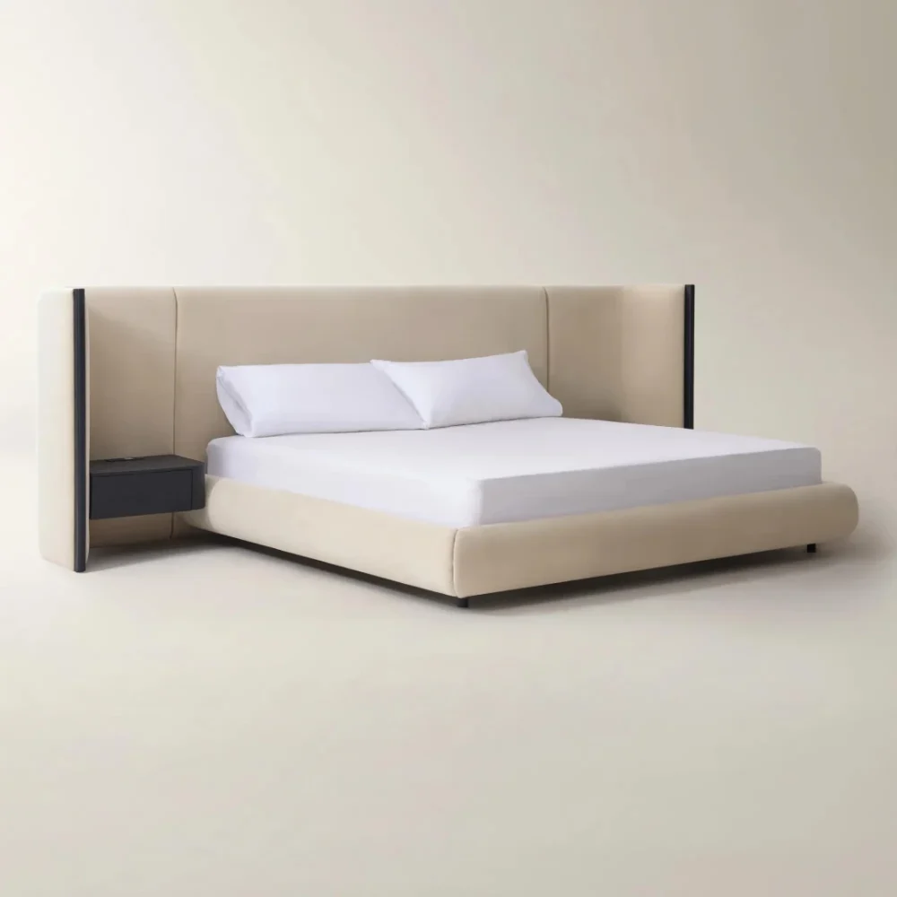 Panel Noir Bed With Side Table - Bafhome