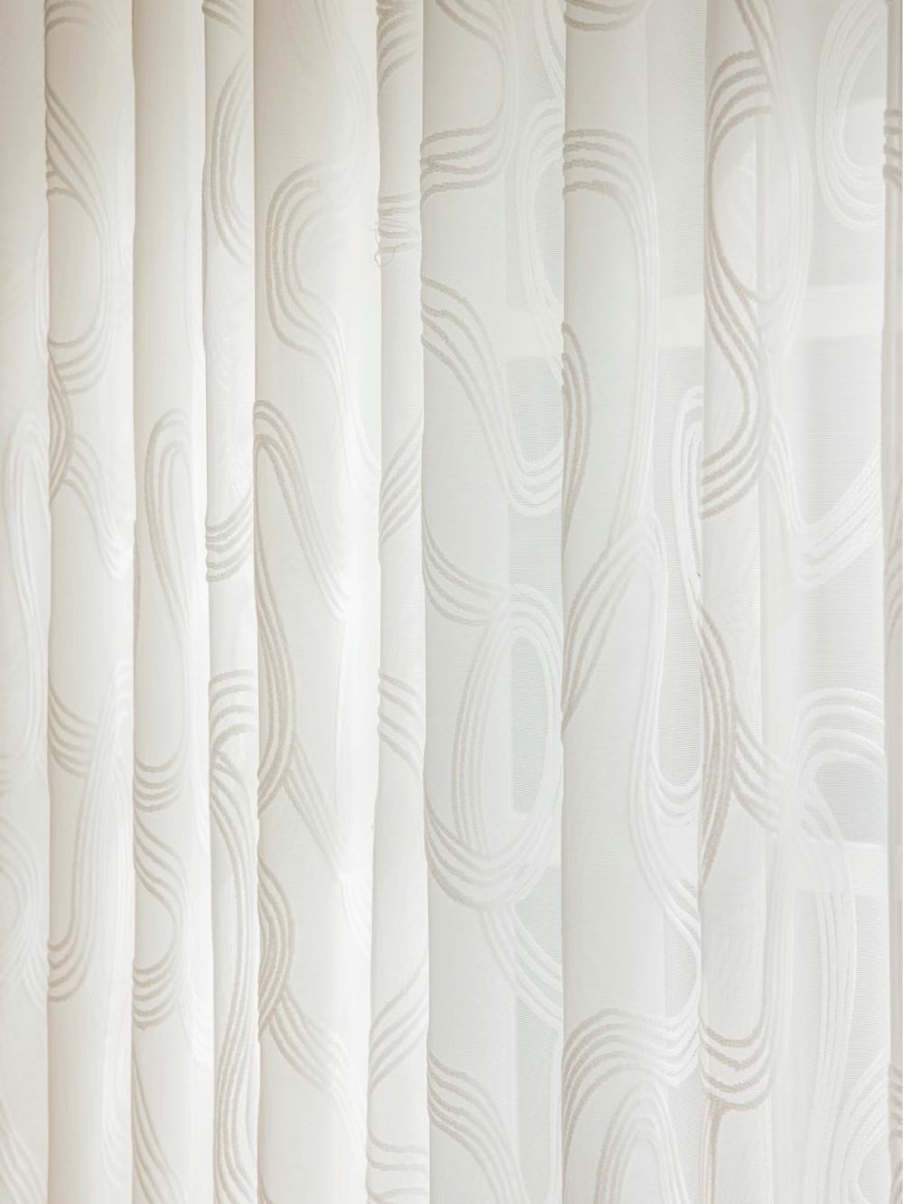 Elegant White Jacquard Net Sheer Curtains with Wavy Design – Complete ...